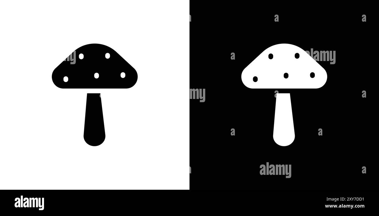 mushroom icon set in black and white color. simple flat vector Stock ...