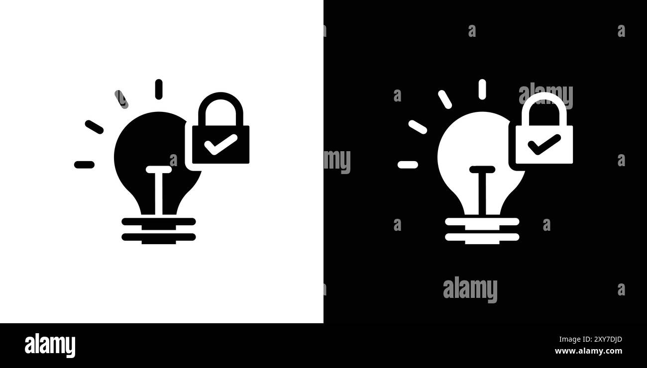 Patent idea icon set in black and white color. simple flat vector Stock ...