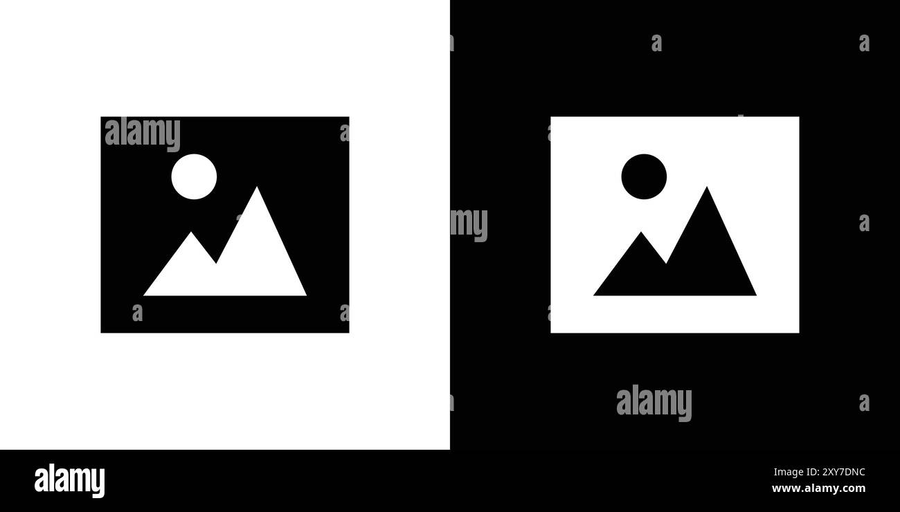 Picture snapshot icon set in black and white color. simple flat vector ...