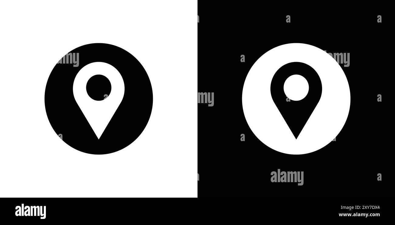 Pin icon set in black and white color. simple flat vector Stock Vector ...