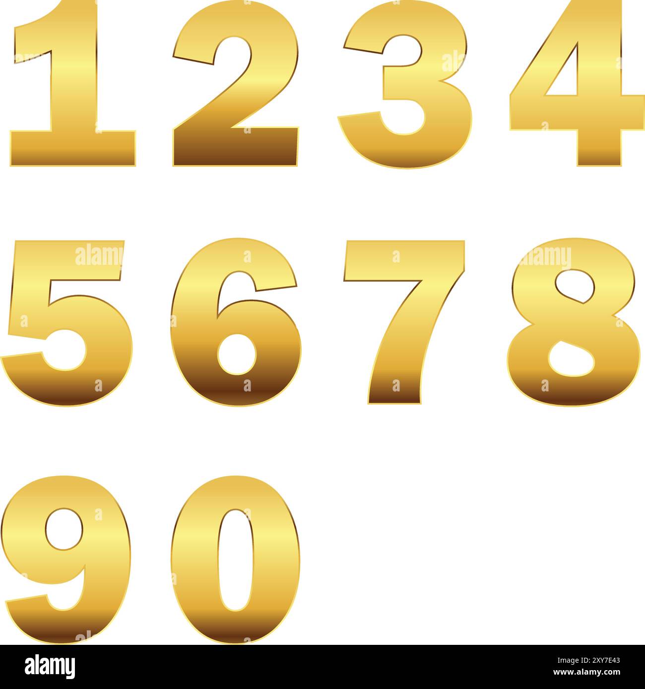 Golden Metal Number 1 to 10, one to ten number in Golden Color ...