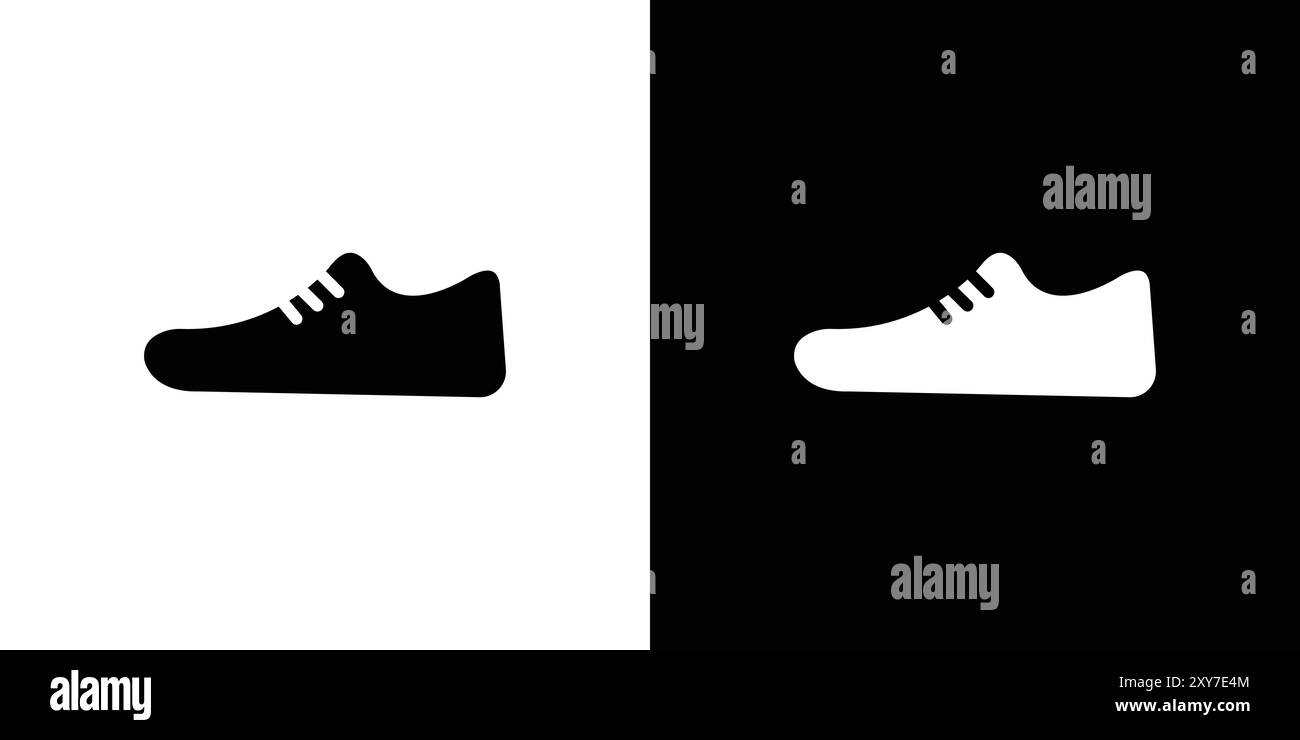 Sneaker shoe icon set in black and white color. simple flat vector ...