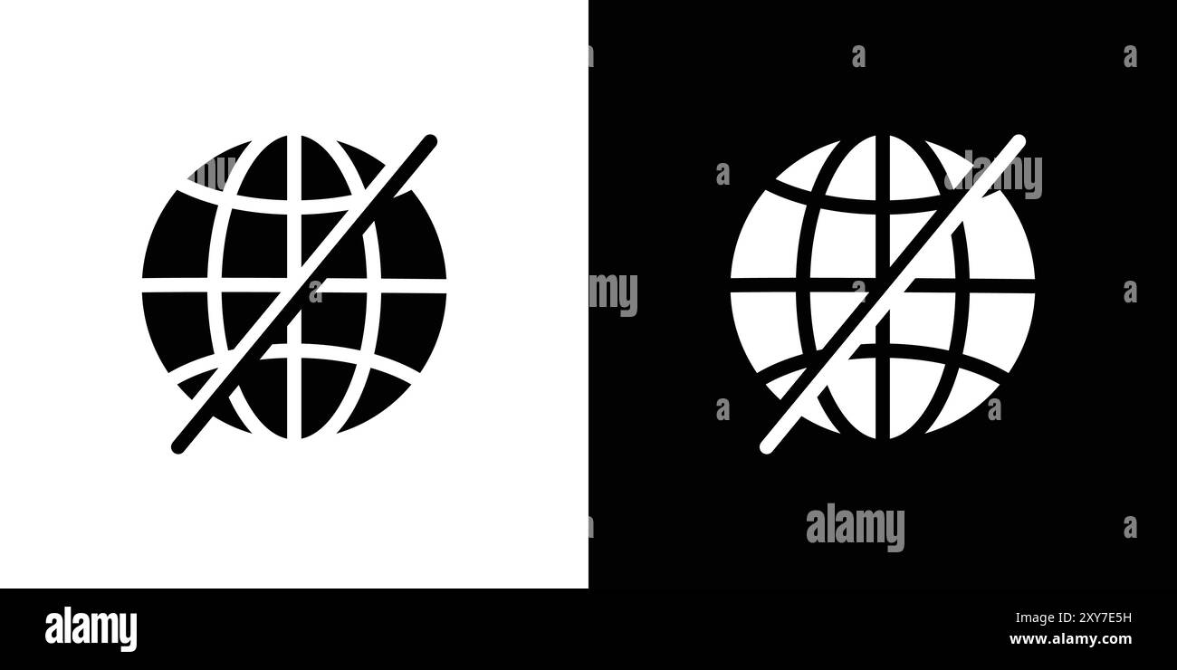 offline icon set in black and white color. simple flat vector Stock ...