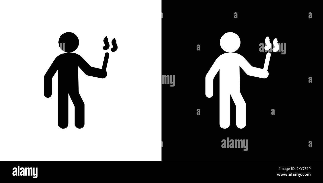 Person smoking icon set in black and white color. simple flat vector ...