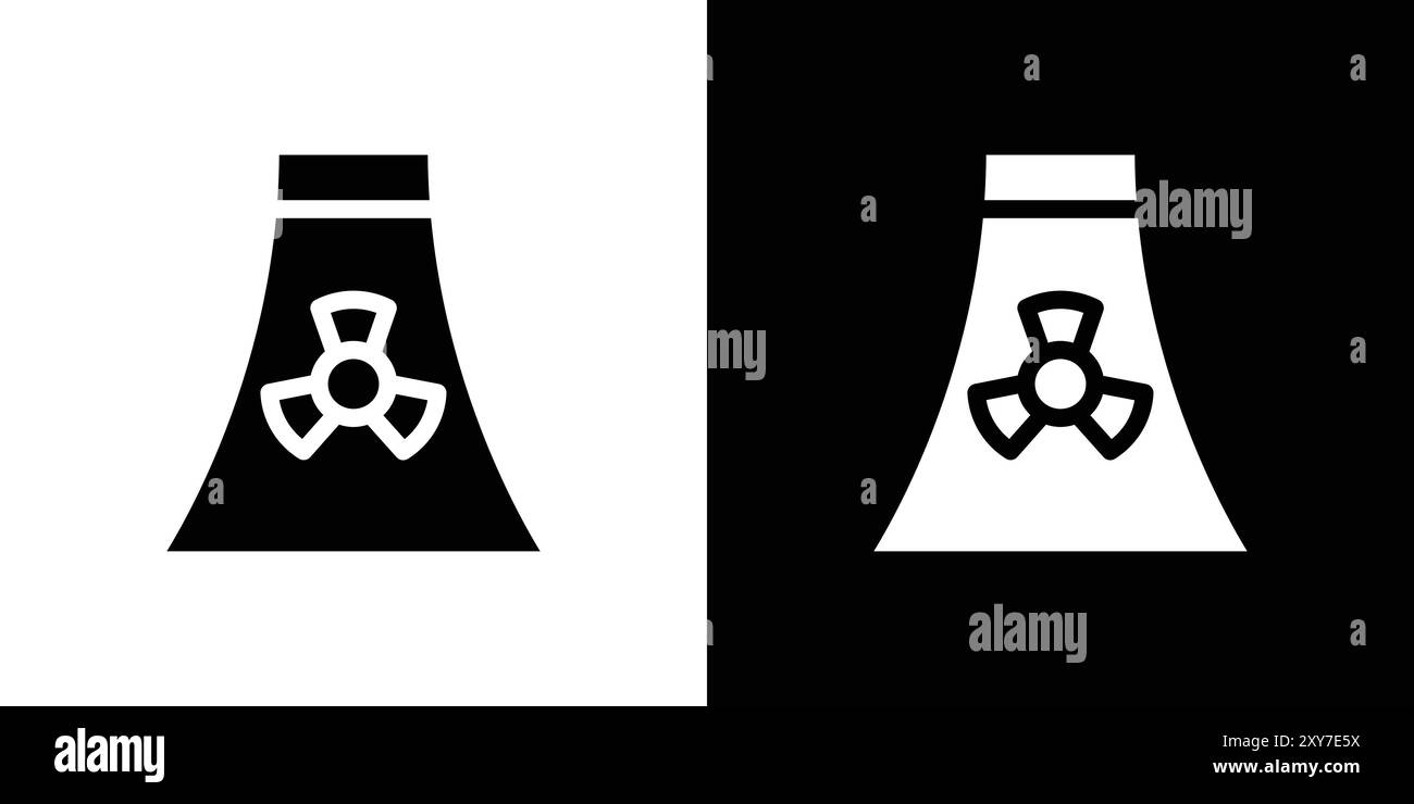 Nuclear power plant icon set in black and white color. simple flat vector Stock Vector Image ...