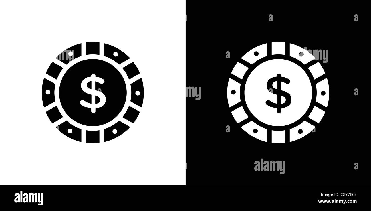 poker chip icon set in black and white color. simple flat vector Stock ...