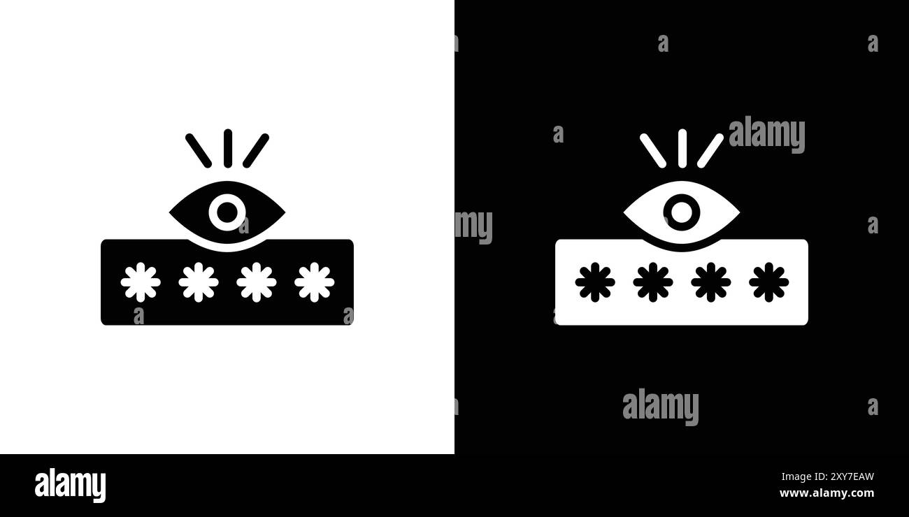 Password security icon set in black and white color. simple flat vector ...