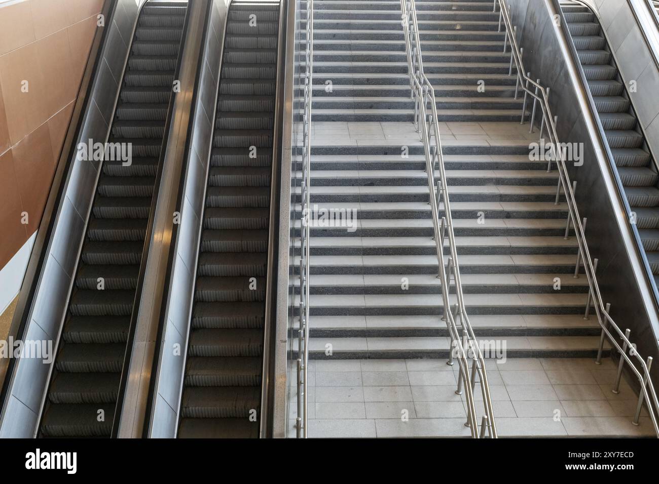Modern escalators or Modern escalator electronic system Stock Photo - Alamy