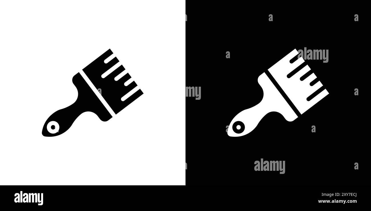 Paintbrush icon set in black and white color. simple flat vector Stock ...