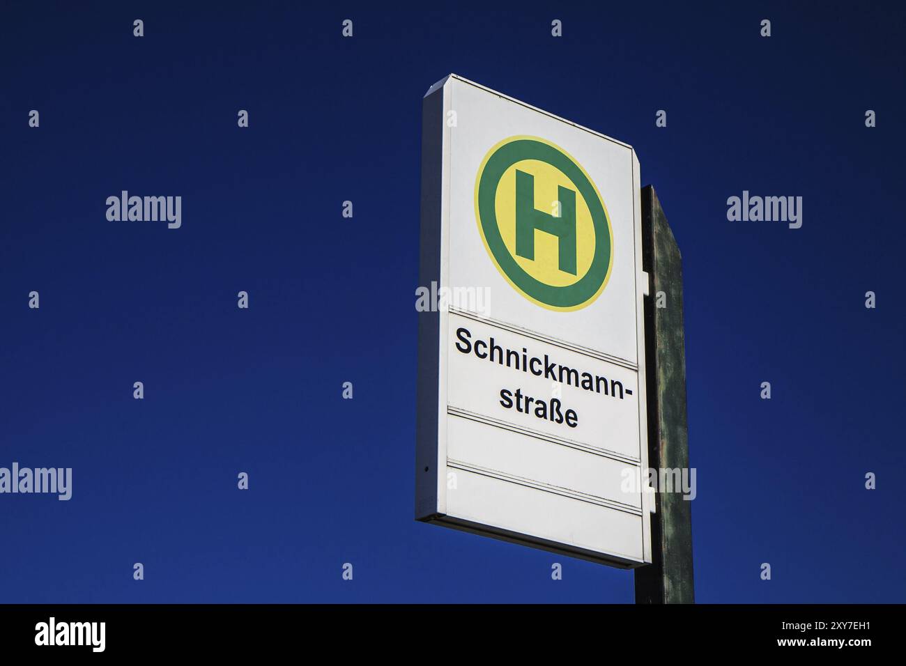 A bus stop sign at the city harbour in Rostock Stock Photo - Alamy