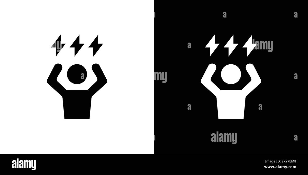 Stress icon set in black and white color. simple flat vector Stock ...