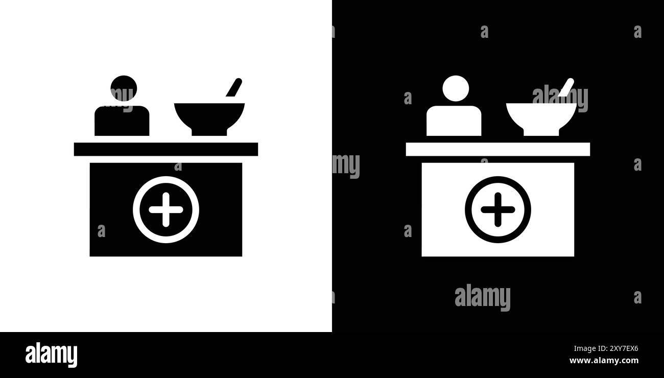 Pharmacist icon set in black and white color. simple flat vector Stock ...