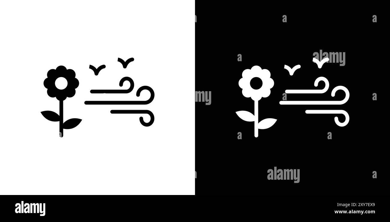 Spring season icon set in black and white color. simple flat vector ...