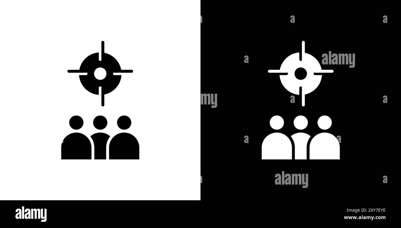 Target audience icon set in black and white color. simple flat vector ...