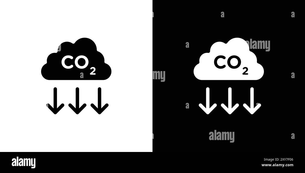 Reduce carbon dioxide co2 icon set in black and white color. simple flat vector Stock Vector ...