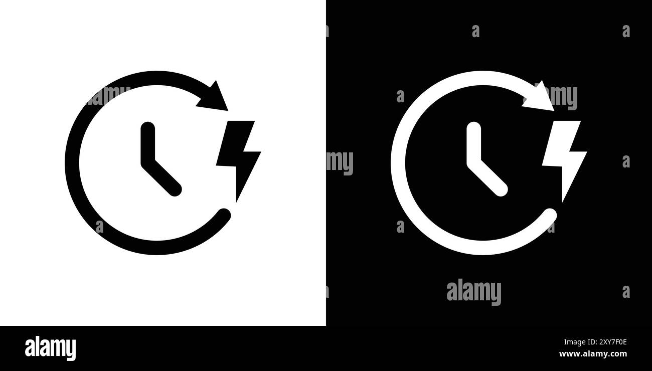 Quick time icon set in black and white color. simple flat vector Stock ...