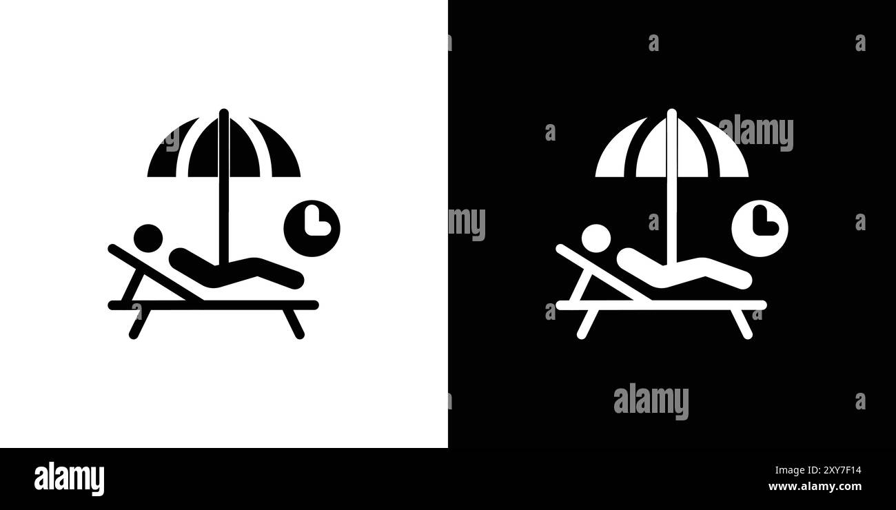 Relaxation icon set in black and white color. simple flat vector Stock ...