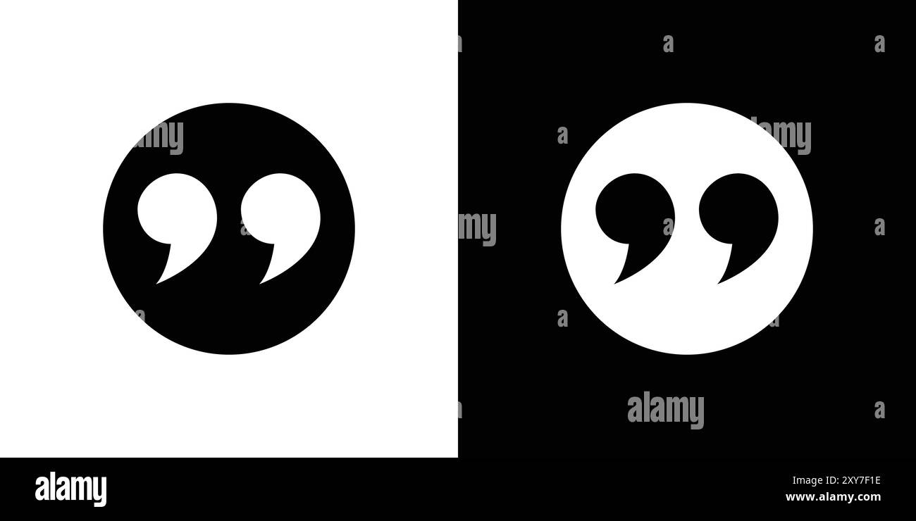 Quote icon set in black and white color. simple flat vector Stock ...