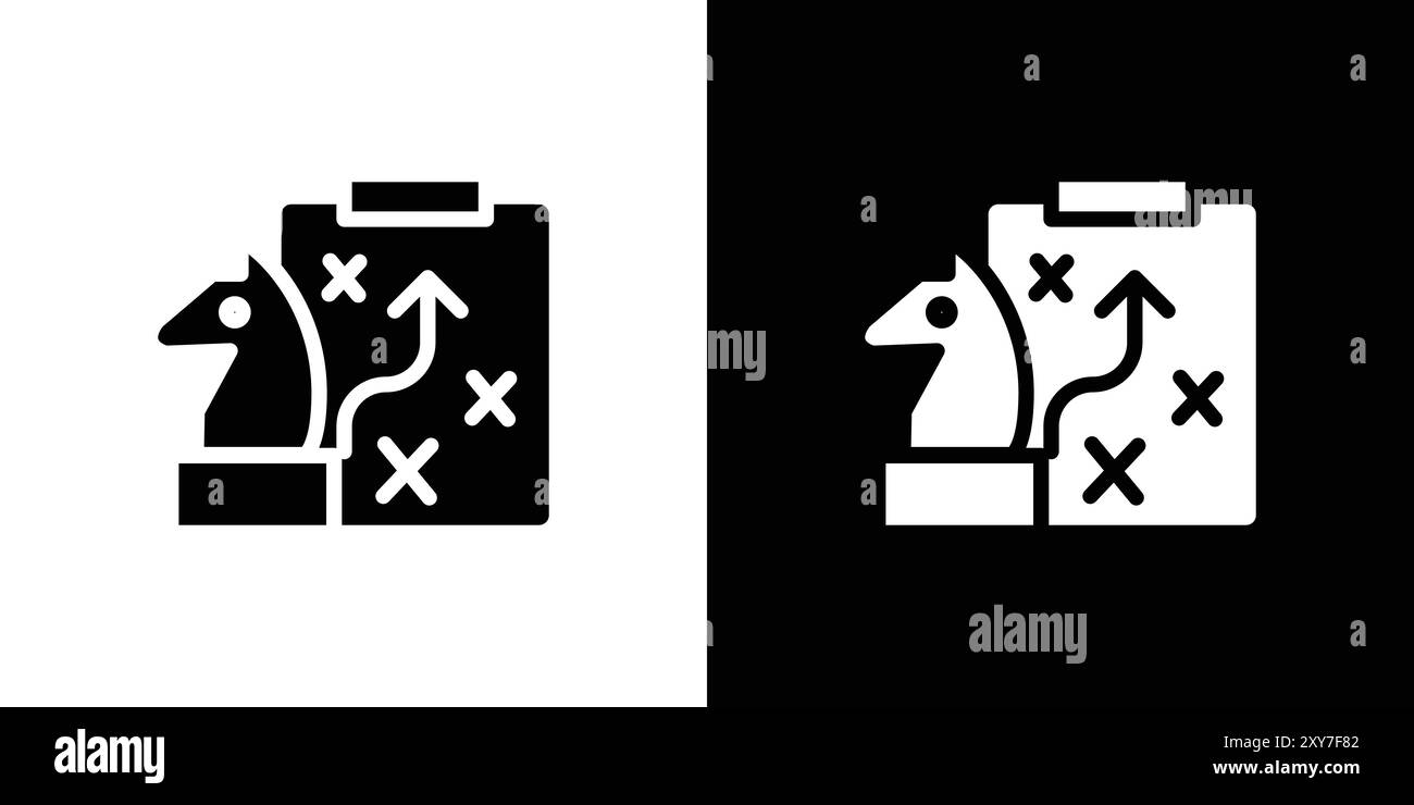 strategy icon set in black and white color. simple flat vector Stock ...