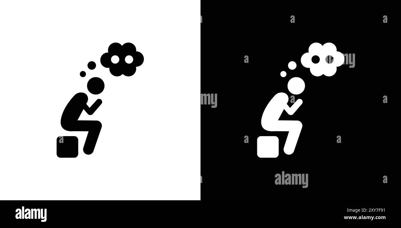 Thinking icon set in black and white color. simple flat vector Stock ...