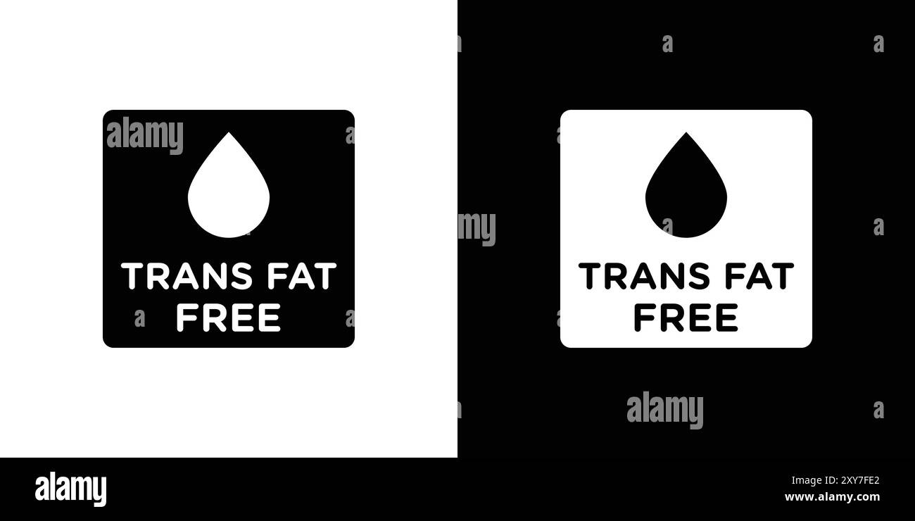 Trans fat free icon set in black and white color. simple flat vector ...