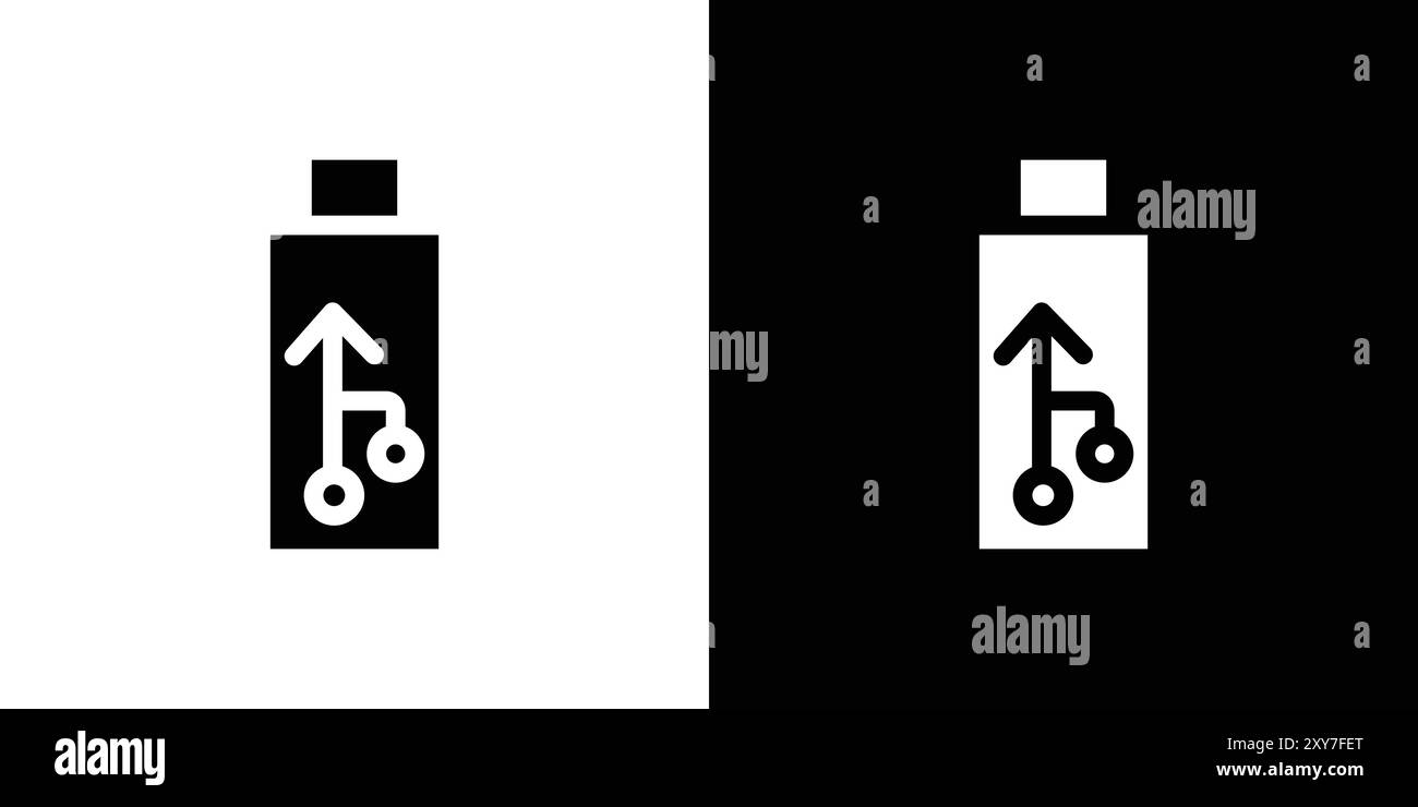 Usb stick icon set in black and white color. simple flat vector Stock ...
