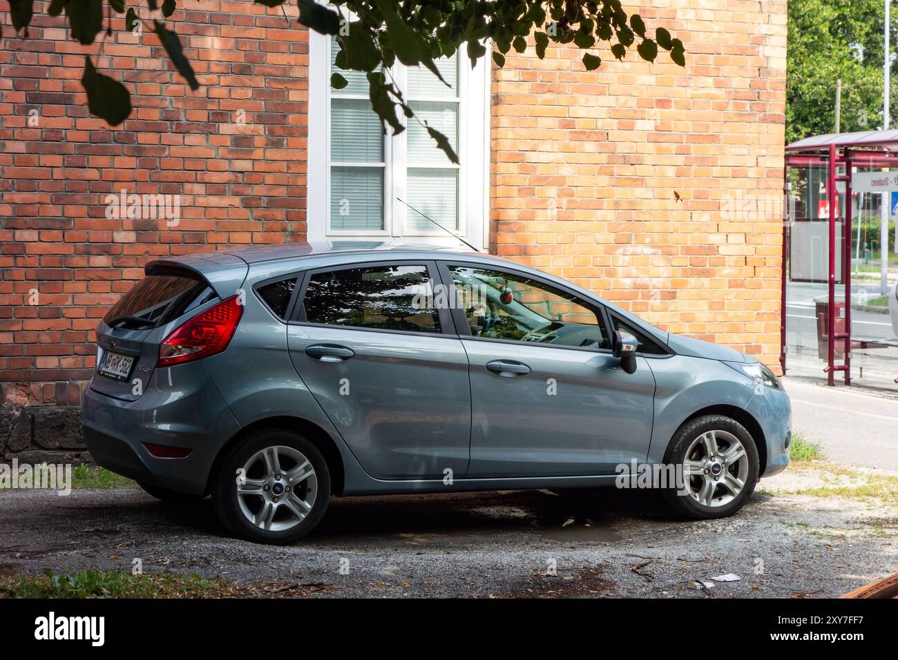 MARIBOR, SLOVENIA - JULY 16, 2015: Blue Ford Fiesta 6th generation ...