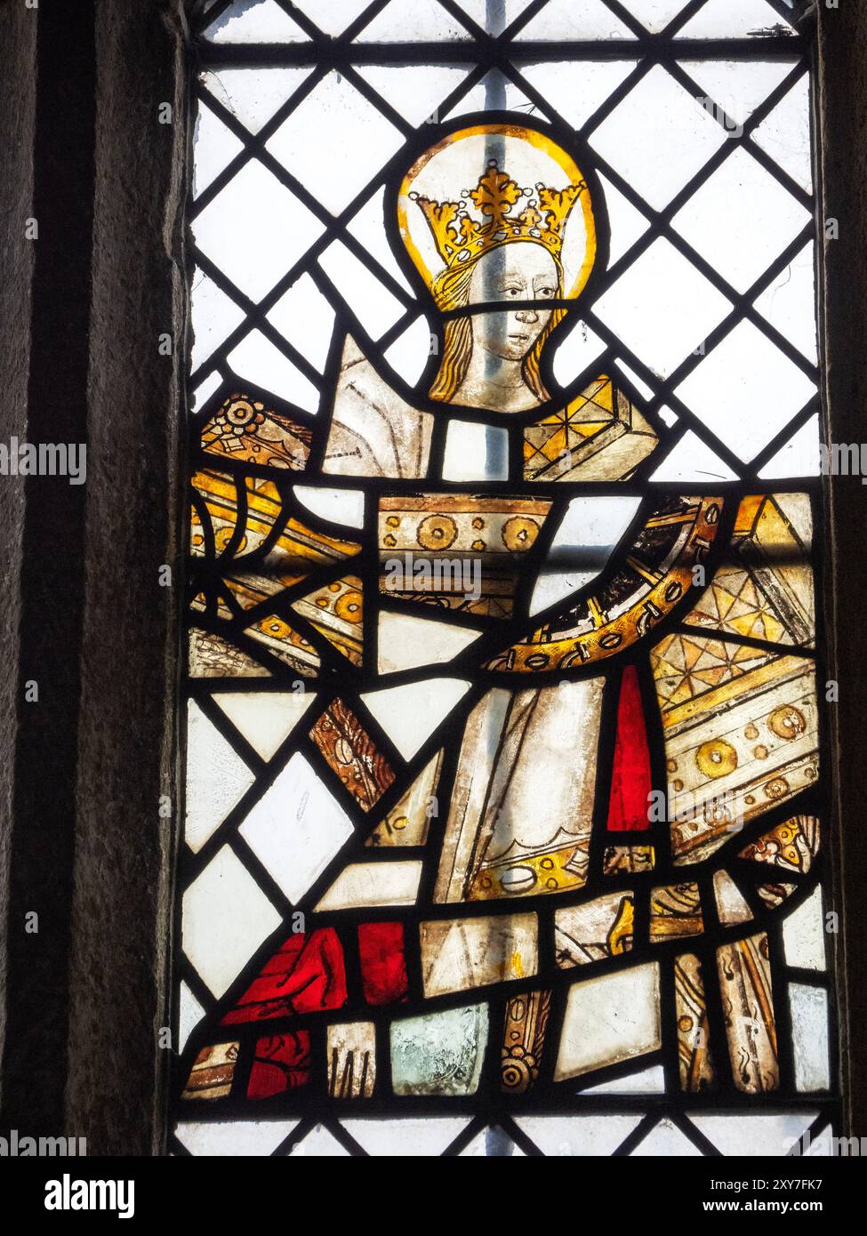 A 13th century stained glass window in Grinton Church, Swaledale ...