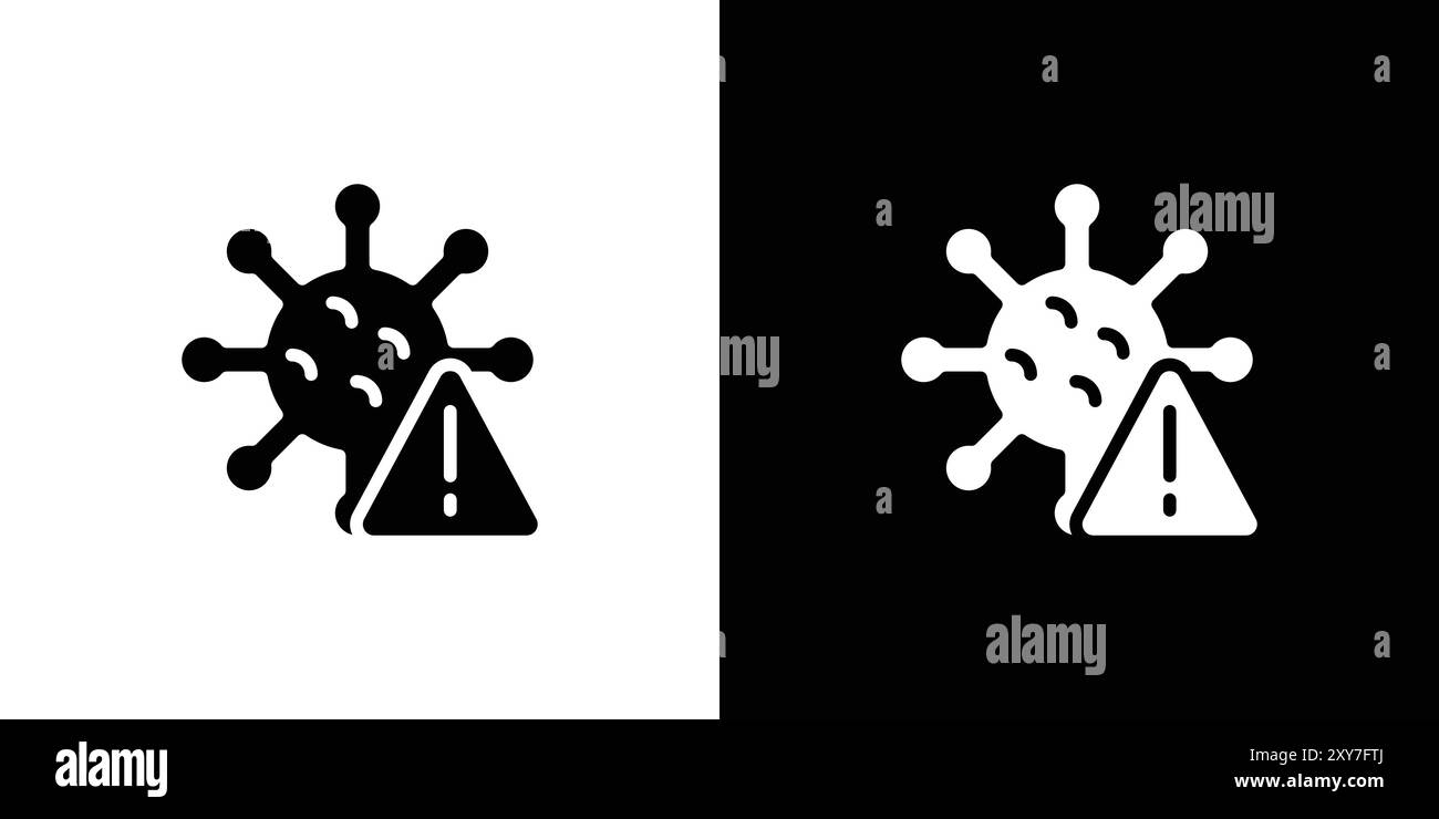 Virus Warning Alert icon set in black and white color. simple flat ...