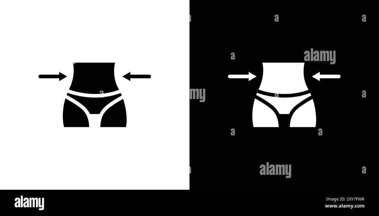 Slim, weight loss icon set in black and white color. simple flat vector ...