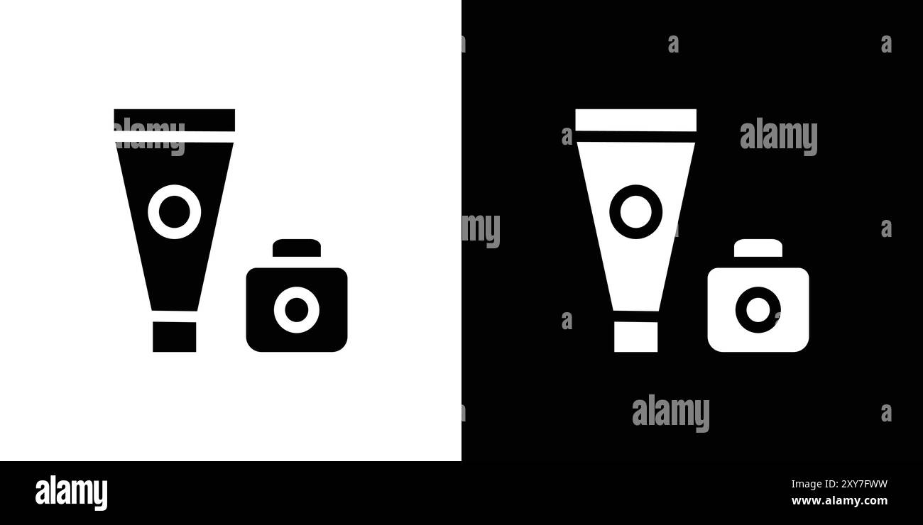 Skincare products icon set in black and white color. simple flat vector Stock Vector Image & Art ...