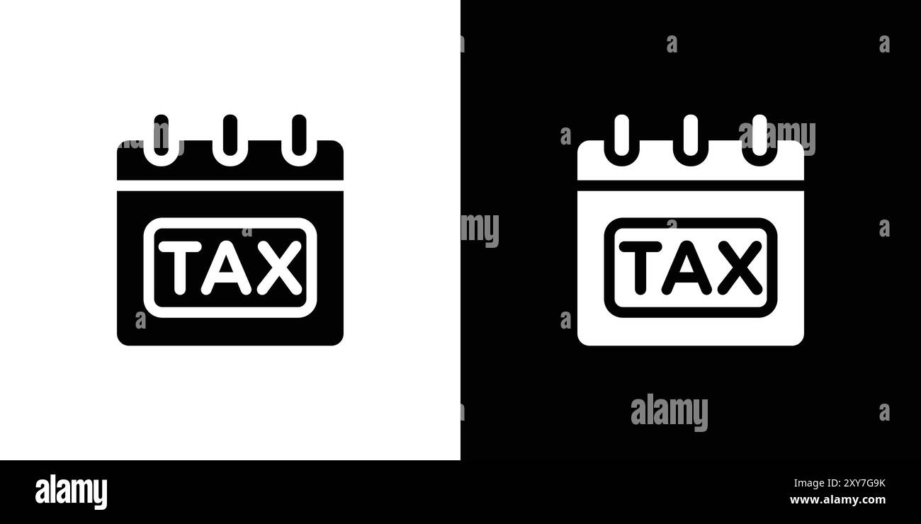 Tax reminder icon set in black and white color. simple flat vector ...