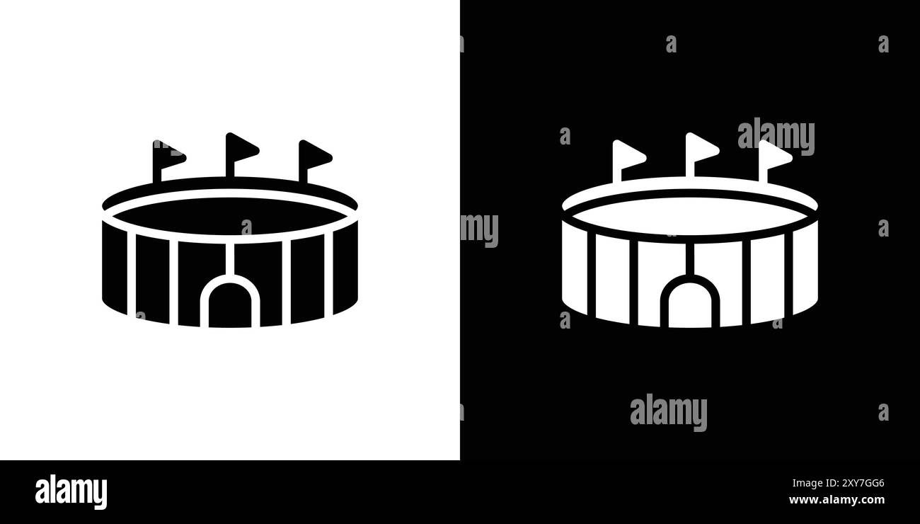 stadium icon set in black and white color. simple flat vector Stock ...