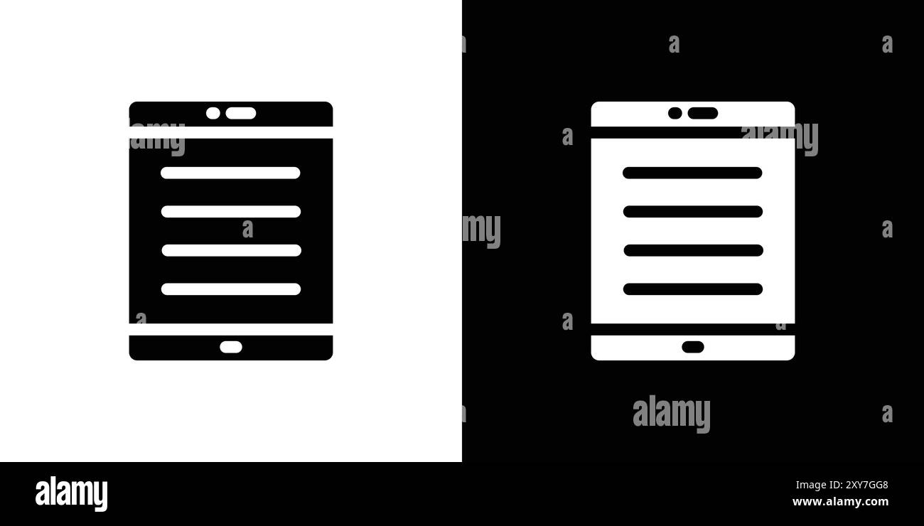 Tablet icon set in black and white color. simple flat vector Stock ...