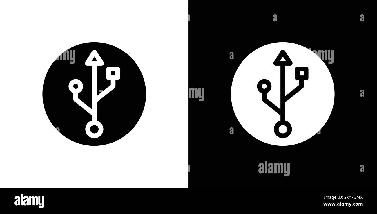 Usb icon set in black and white color. simple flat vector Stock Vector ...