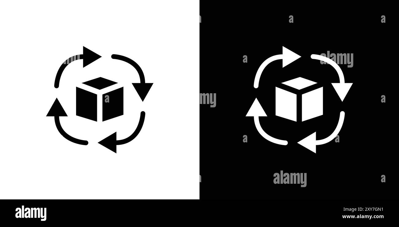 Supply chain process icon set in black and white color. simple flat ...