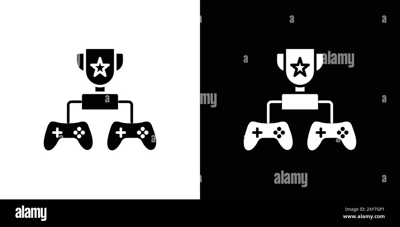 Video game contest icon set in black and white color. simple flat ...