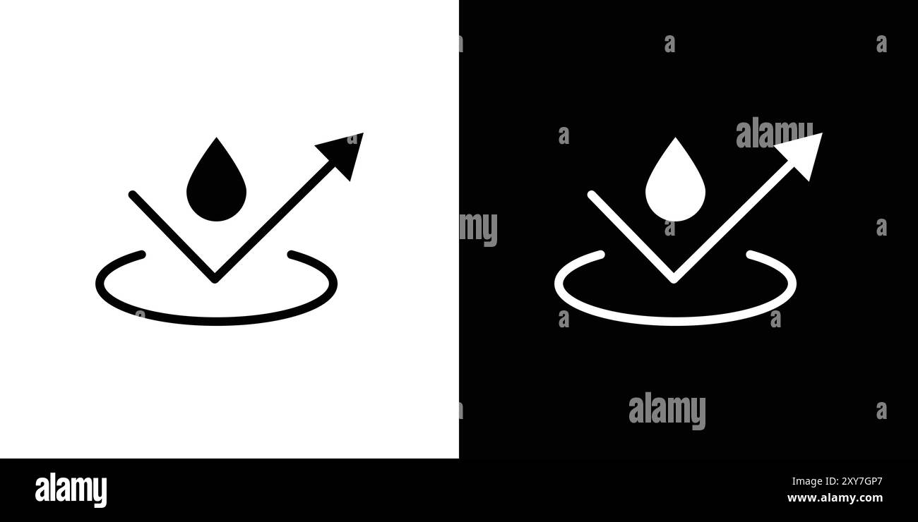 Water repellent surface icon set in black and white color. simple flat ...