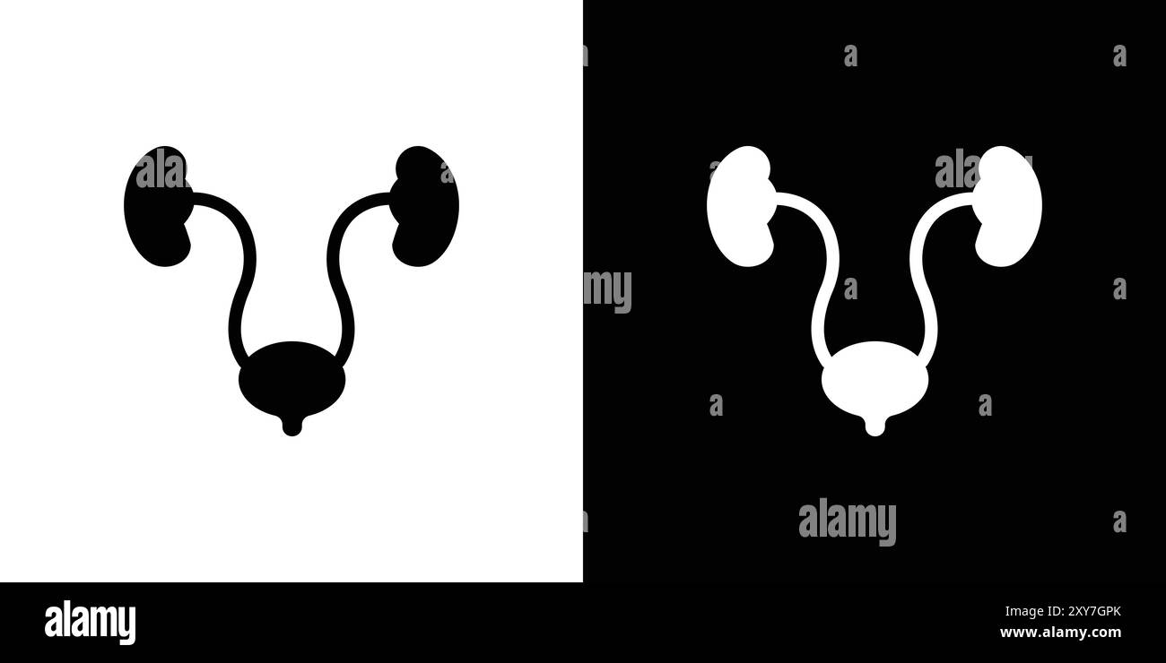 Urinary system icon set in black and white color. simple flat vector Stock Vector Image & Art ...