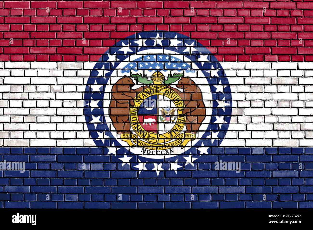 Flag of Missouri painted on brick wall Stock Photo - Alamy