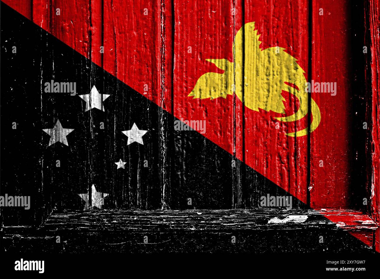 Flag of Papua New Guinea painted on wooden frame Stock Photo - Alamy