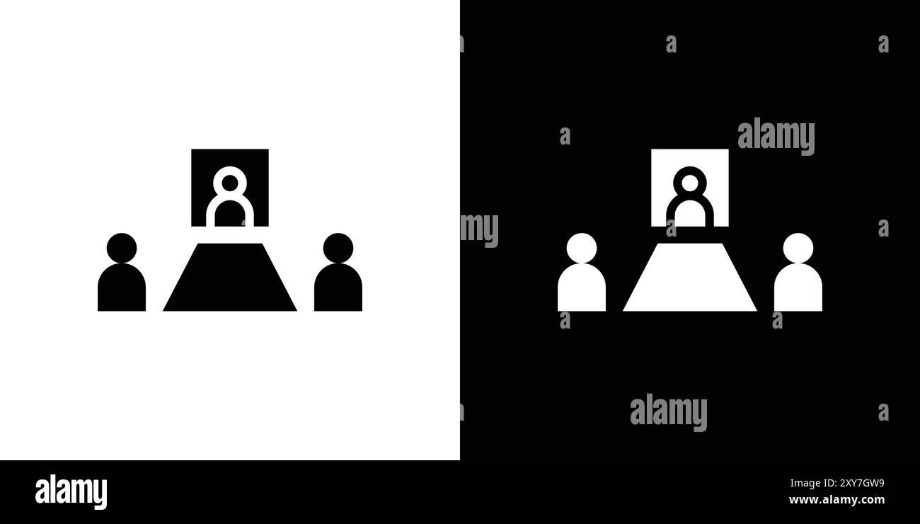 Video conference icon set in black and white color. simple flat vector ...