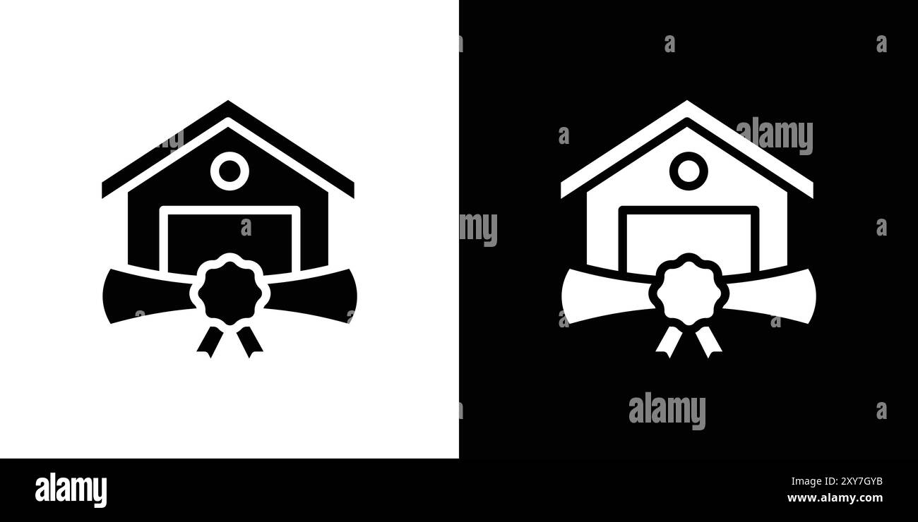 University, college degree icon set in black and white color. simple ...