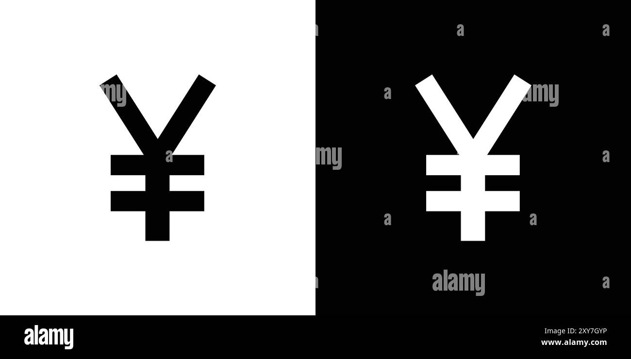 Yen sign icon set in black and white color. simple flat vector Stock ...