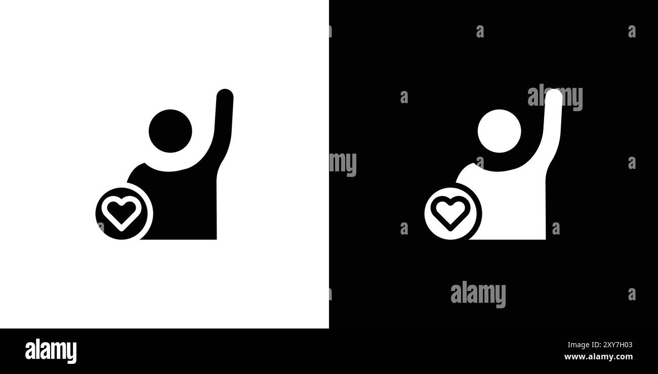 Volunteer icon set in black and white color. simple flat vector Stock ...