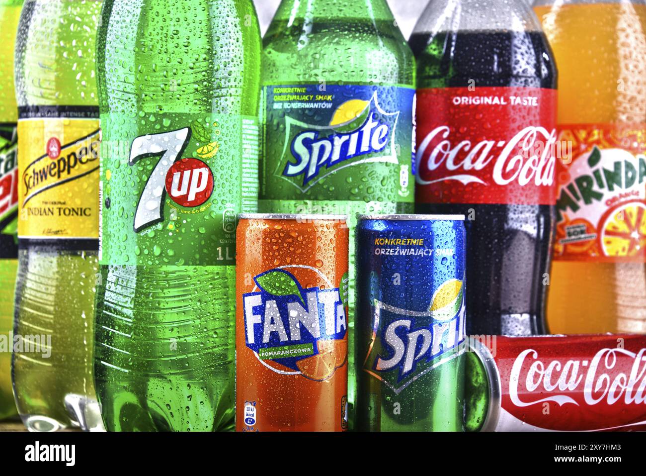 Bottles of global soft drink brands including products of Coca Cola ...