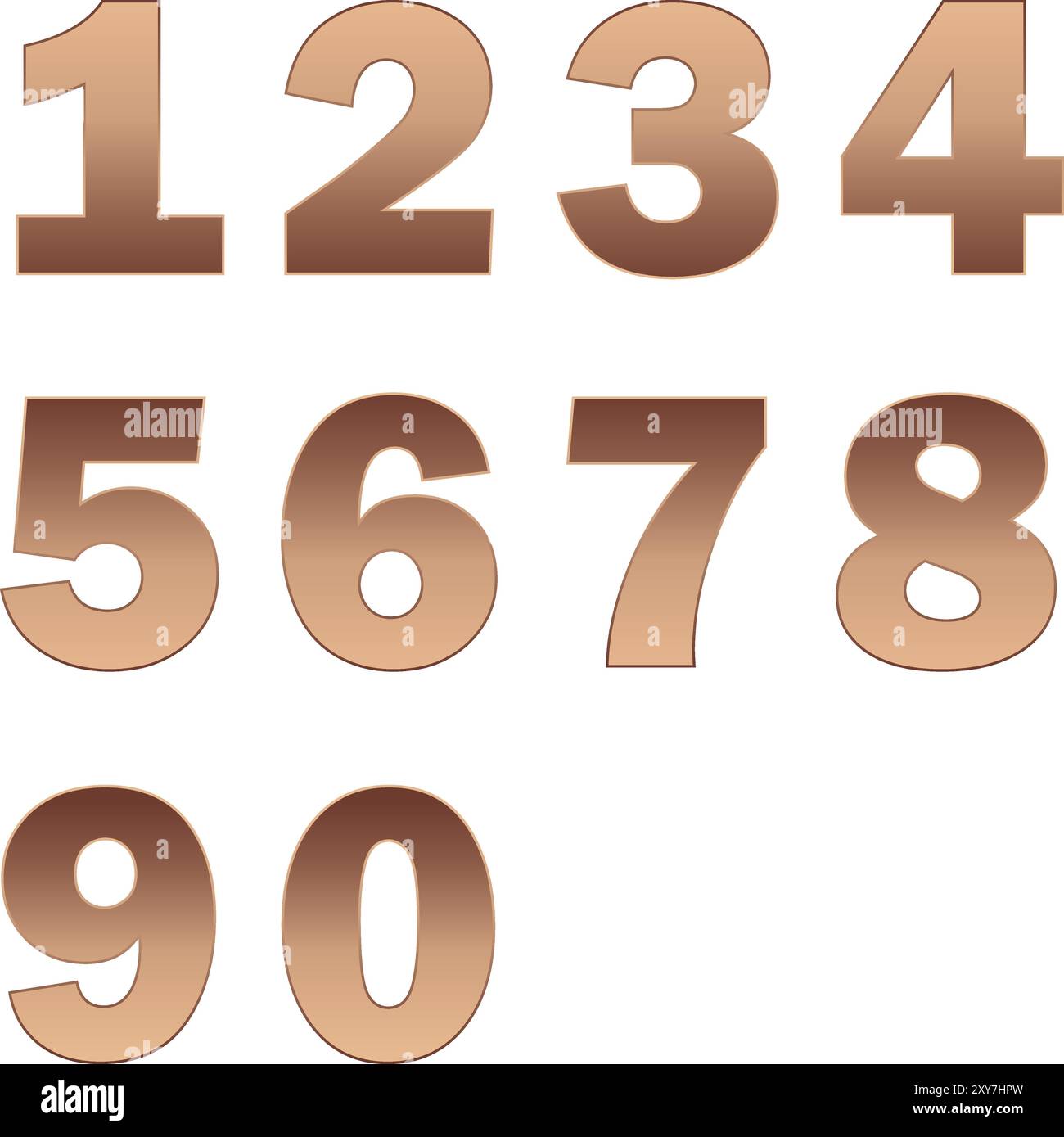 Copper Metal Number 1 to 10, one to ten number in bronze Color ...