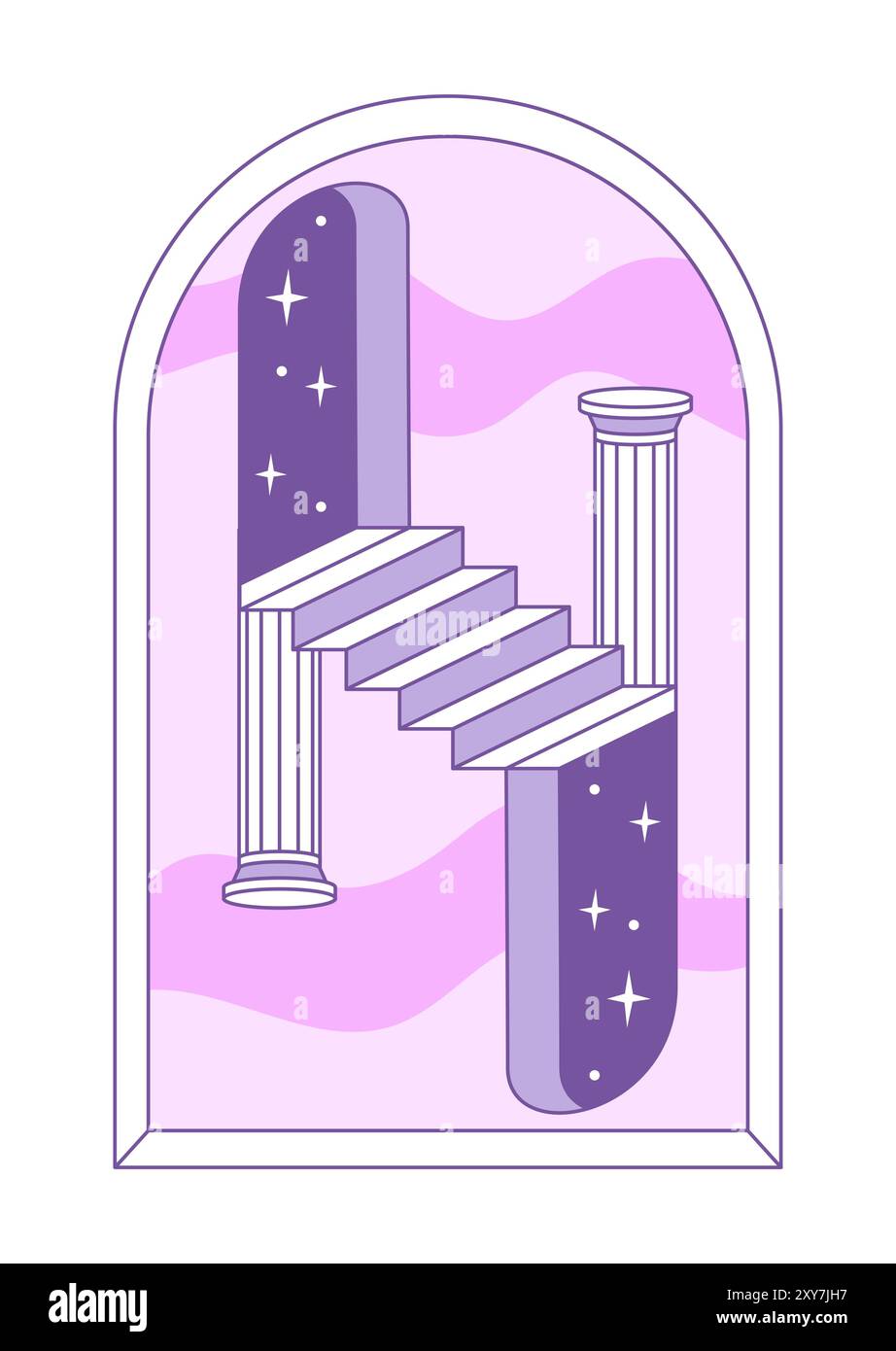 Surrealism poster abstract stairs and geometric elements. Vector ...