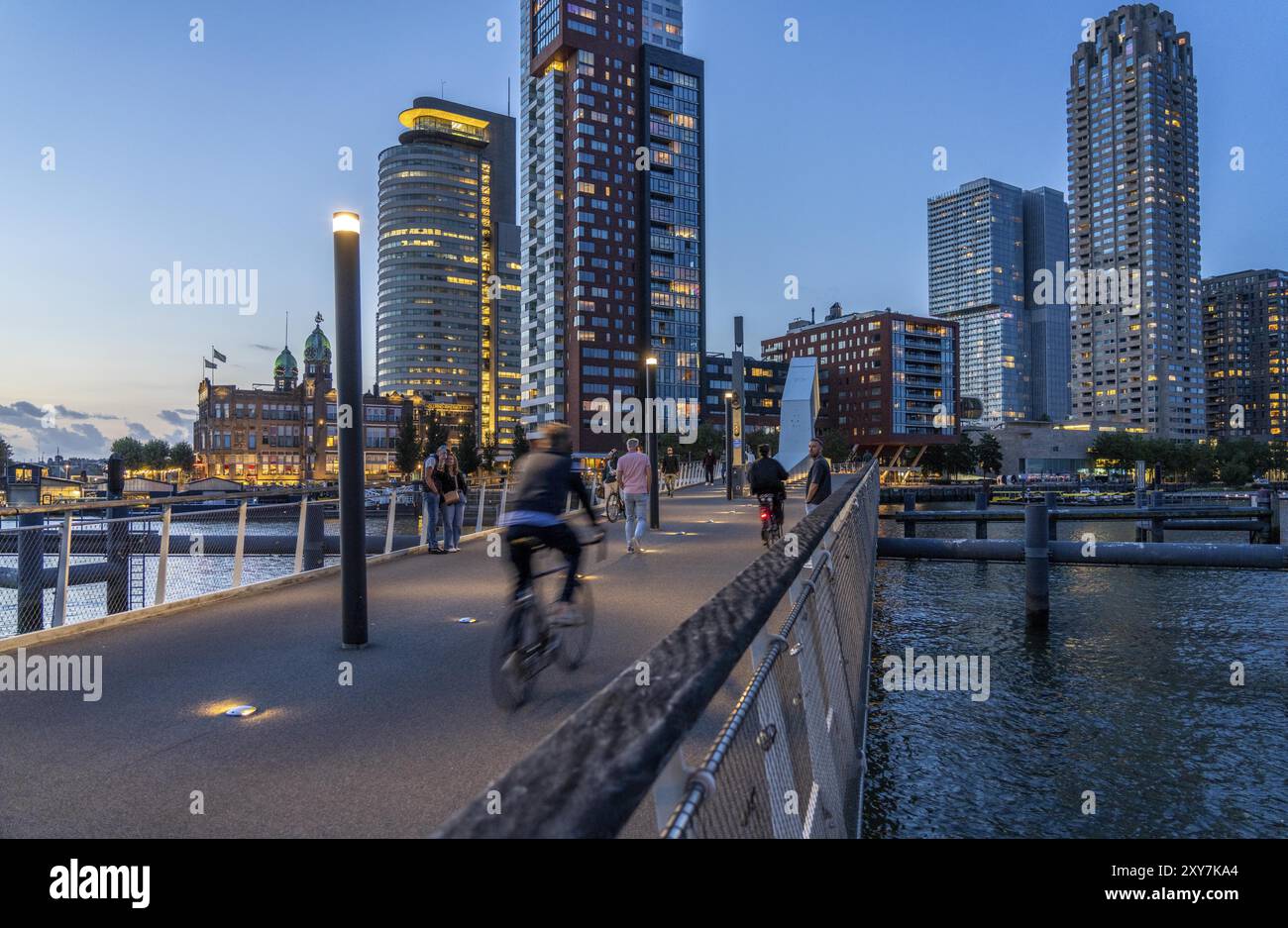 High-rise buildings at Kop van Zuid, at the Rijnhaven harbour basin ...