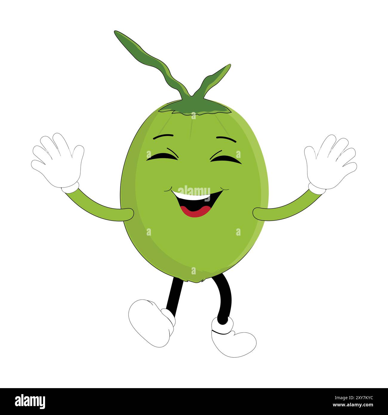 Coconut mascot, Summer Design Illustration of Happy Coconut Mascot ...